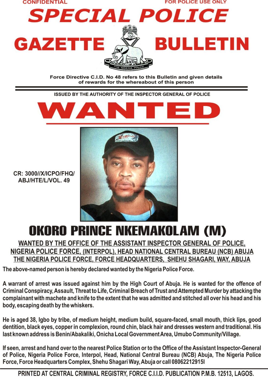Man Declared Wanted By Police Over Attempted Murder, Others - Trending News