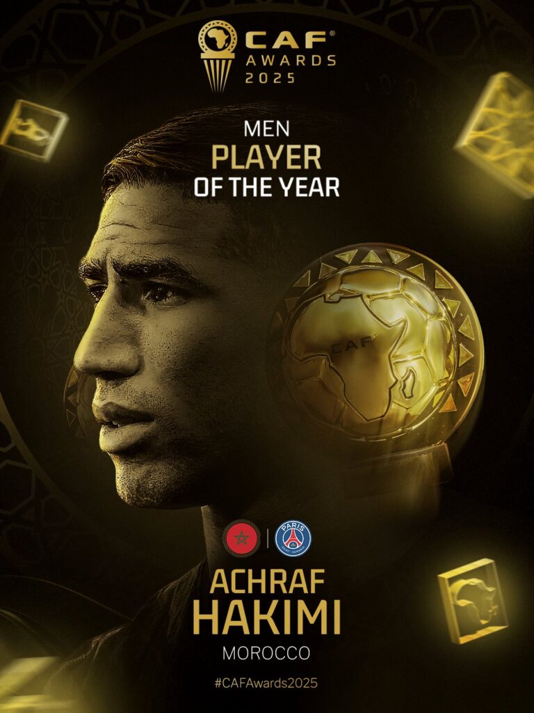 CAF Awards: Achraf Hakimi Wins 2025 Men's Best Player - Trending News