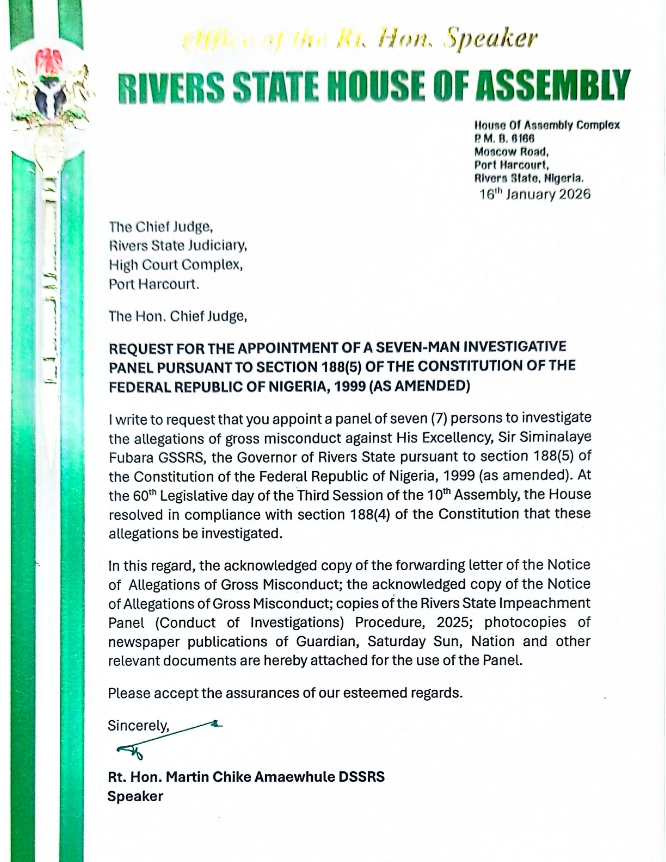 Rivers Lawmakers Petition Chief Judge to Begin Impeachment Probe of Gov ...