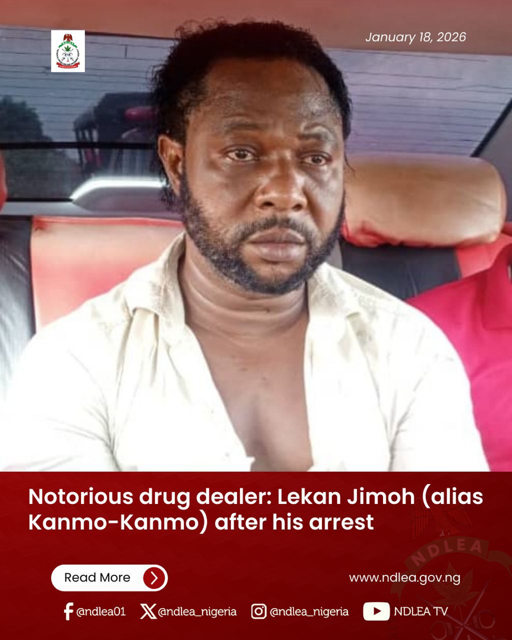 NDLEA Arrests "Kanmo Kanmo" 12 Years After Murder Of 3 Officers